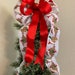 Teddy Bear Tree Topper Bow Christmas Tree Topper Bow Red and White Tree ...