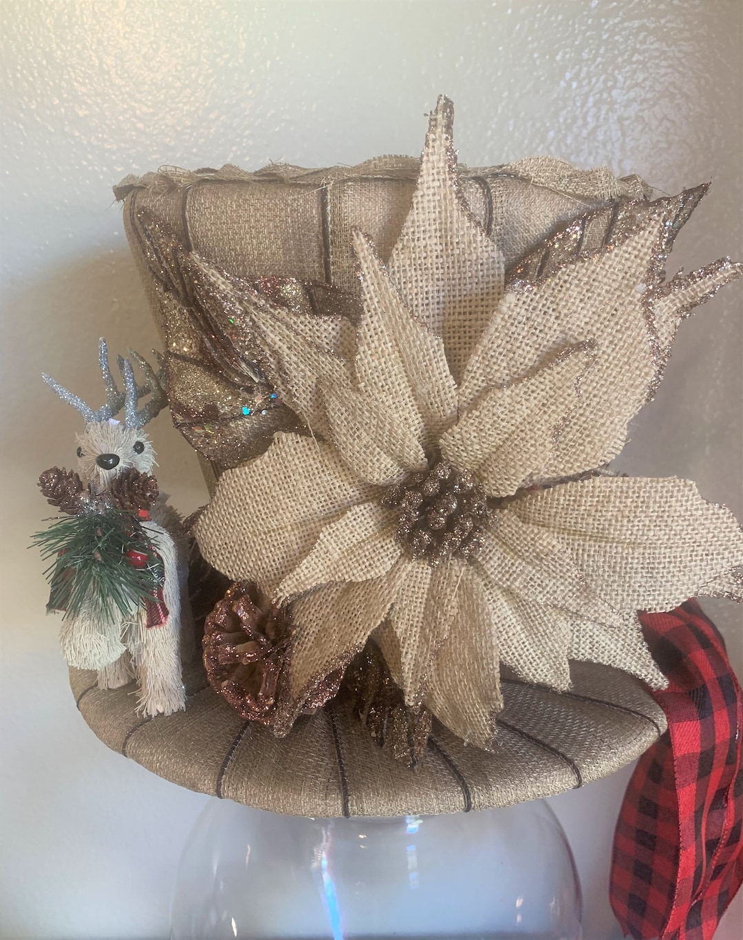Burlap Tree Topper, Rustic Tree Topper Top Hat, Country Christmas Tree ...