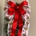 Teddy Bear Tree Topper Bow Christmas Tree Topper Bow Red and White Tree ...