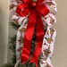 Teddy Bear Tree Topper Bow Christmas Tree Topper Bow Red and White Tree ...