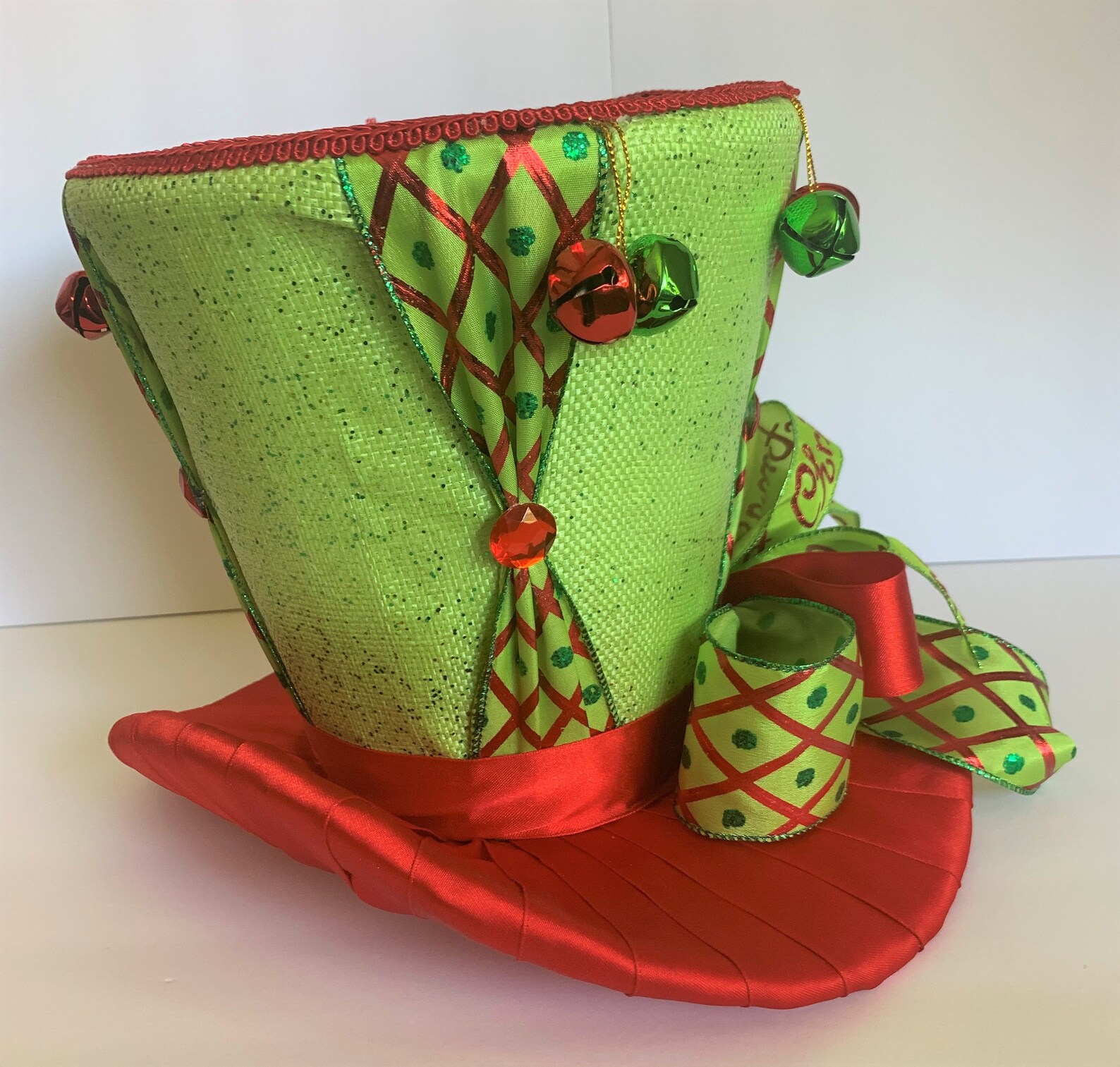 Jester Tree Topper Top Hat Green and Red Top Hat Green and - Etsy