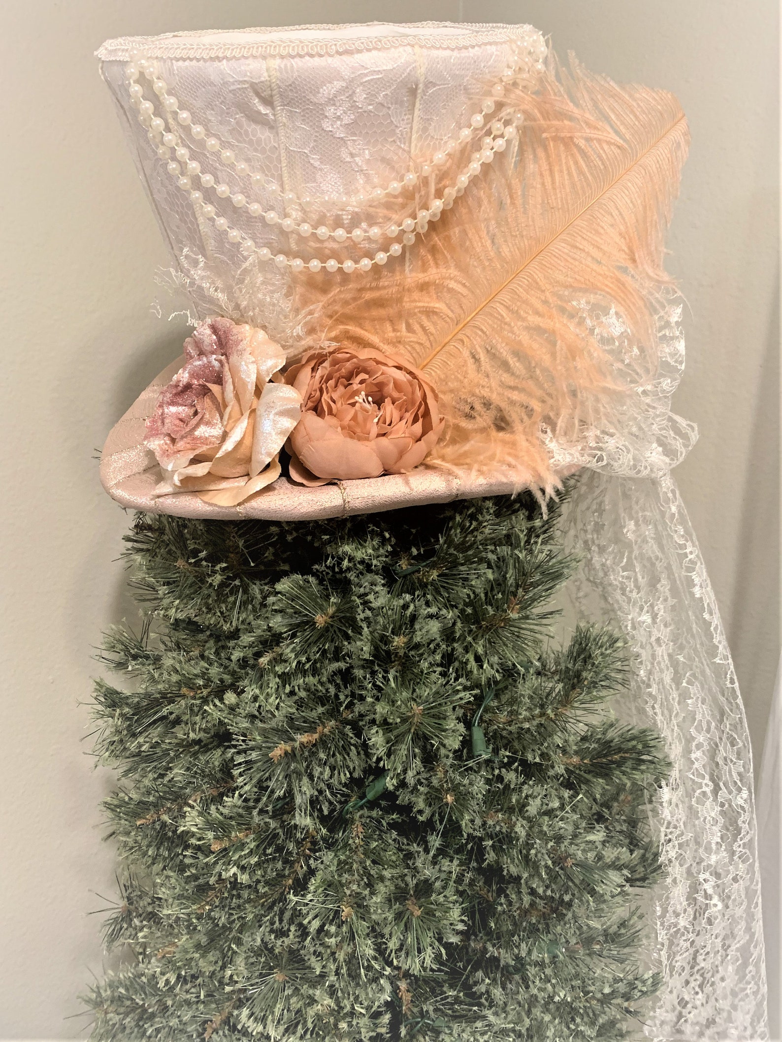 Victorian Tree Topper Top Hat Ivory Top Hat Christmas Tree | Etsy