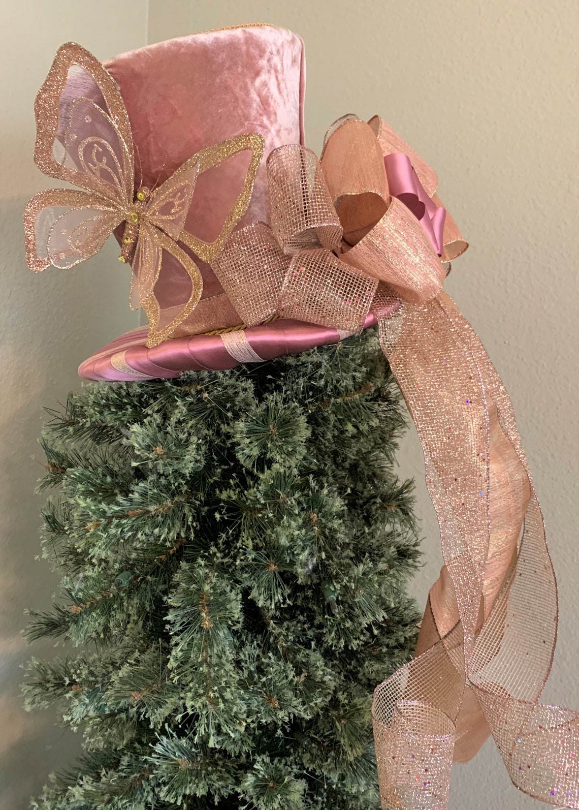 Butterfly Tree Topper Top Hat Christmas Tree Topper Bow - Etsy