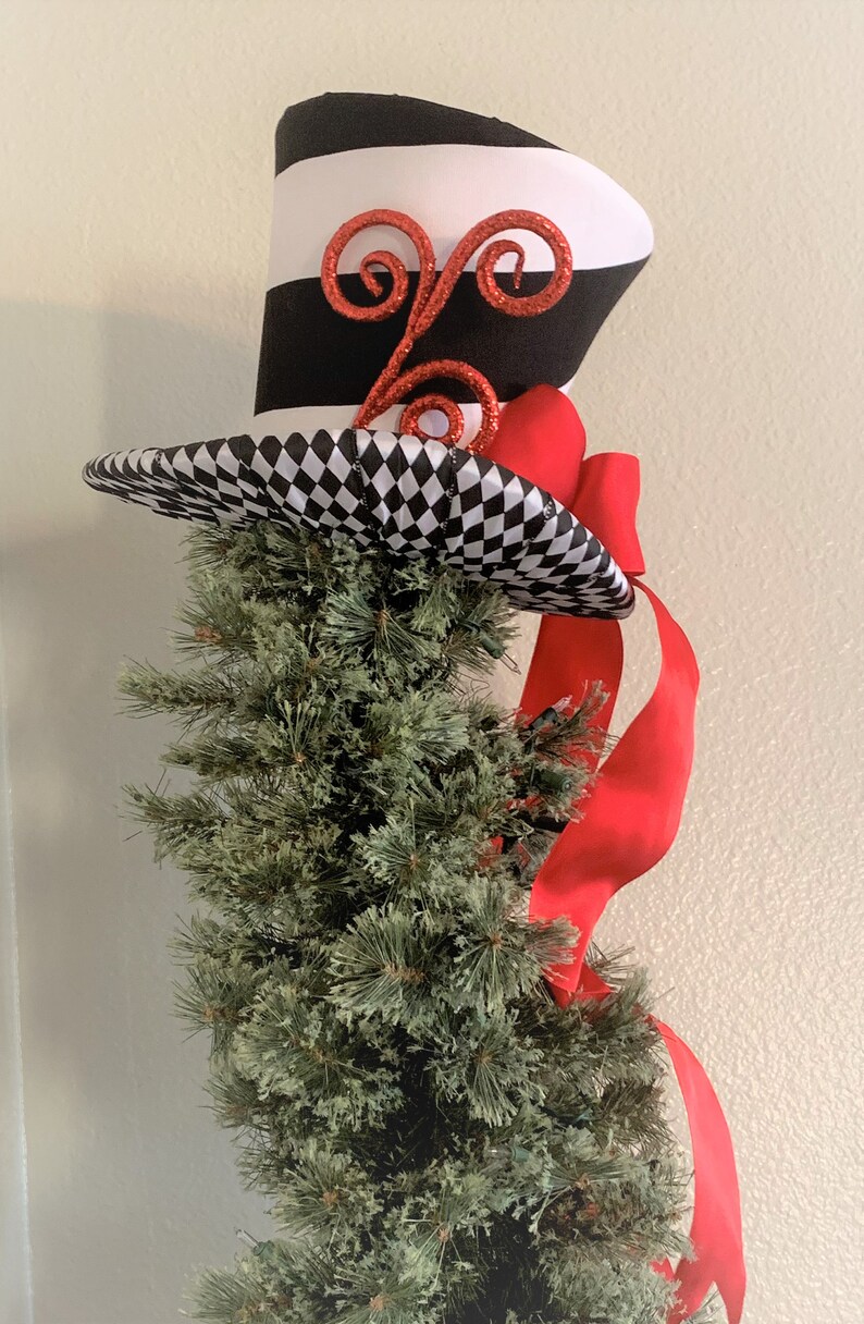 Black and White Top Hat Christmas Tree Topper Tree Topper - Etsy
