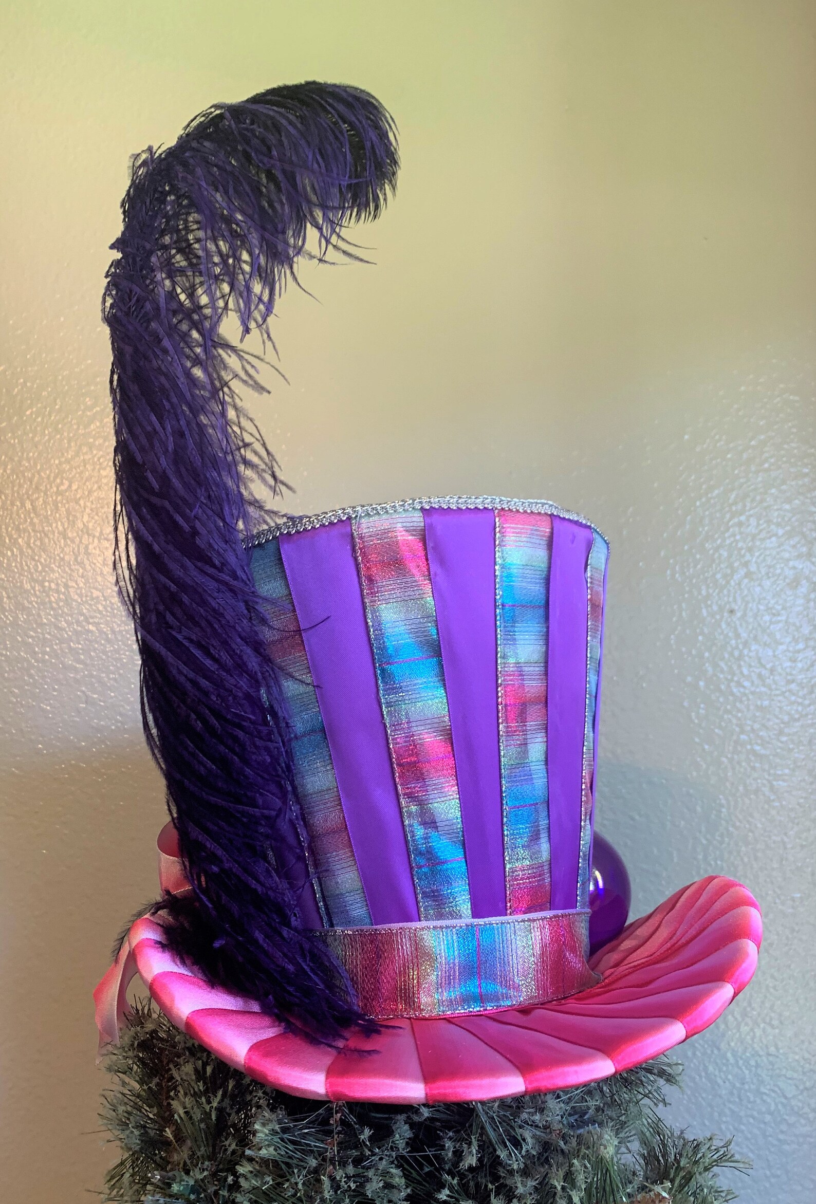 Purple and Pink Christmas Top Hat Tree Topper Whimsical Tree - Etsy