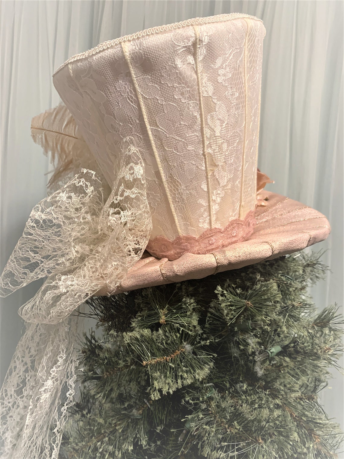 Victorian Tree Topper Top Hat Ivory Top Hat Christmas Tree | Etsy