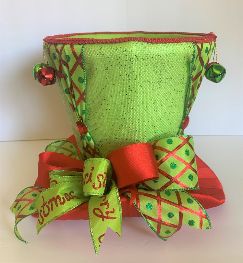 Jester Tree Topper Top Hat Green and Red Top Hat Green and - Etsy