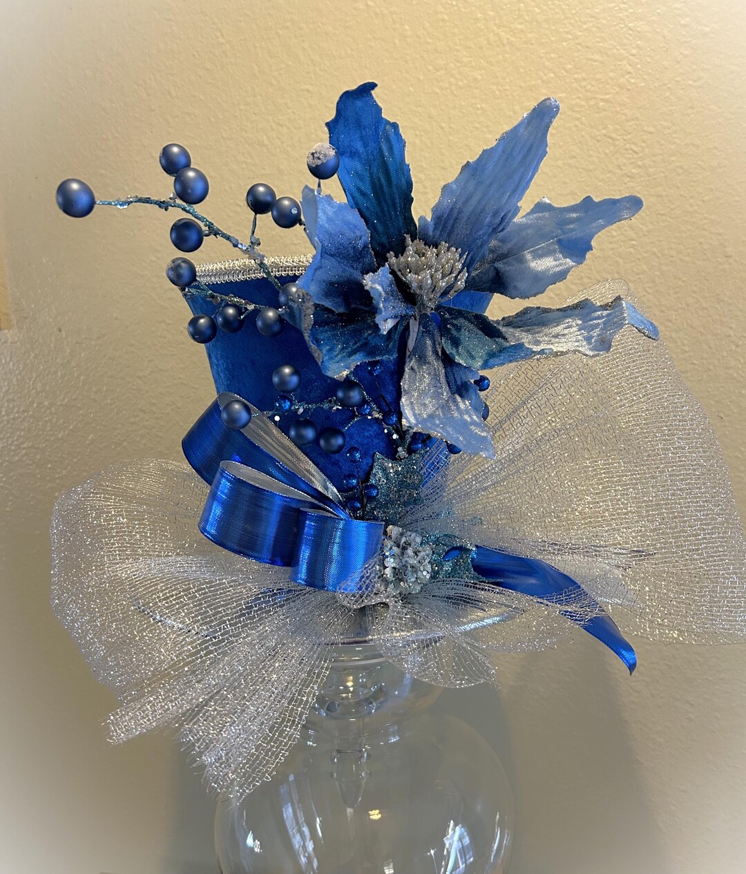 Winter Blue Tree Topper Top Hat - Blue and Silver Tree Topper ...