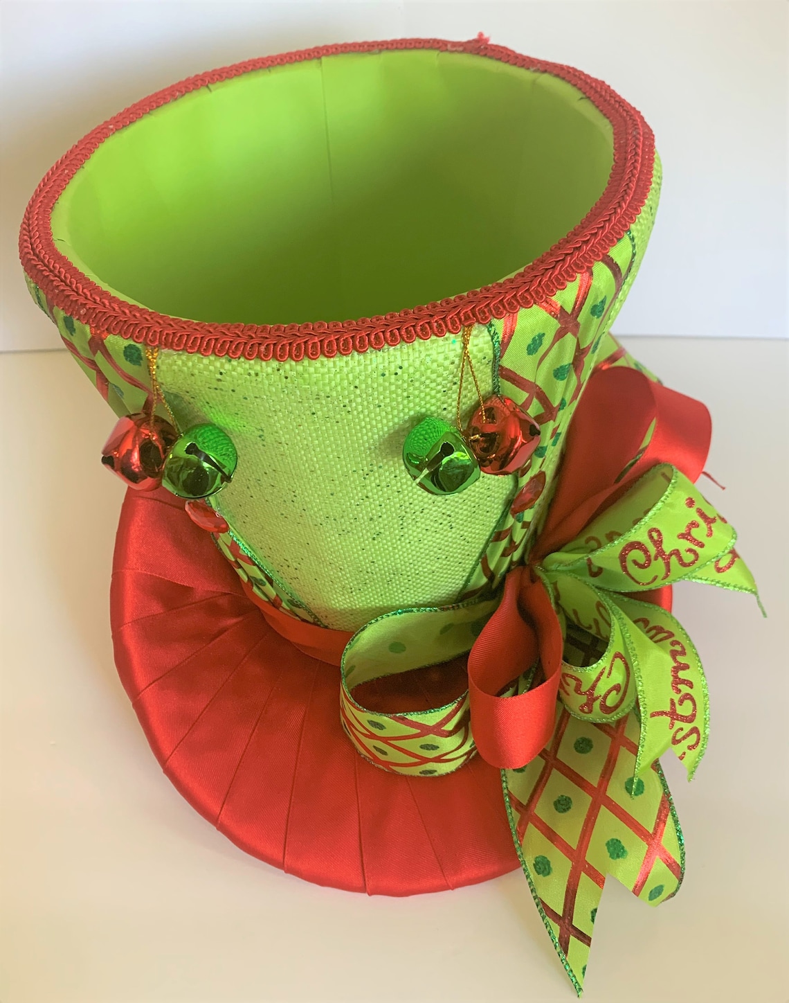 Jester Tree Topper Top Hat Green and Red Top Hat Green and - Etsy