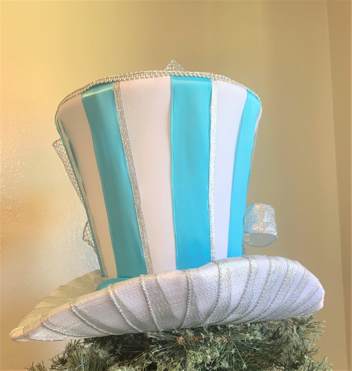 Blue and Silver Top Hat Tree Topper Tree Topper Top Hat - Etsy
