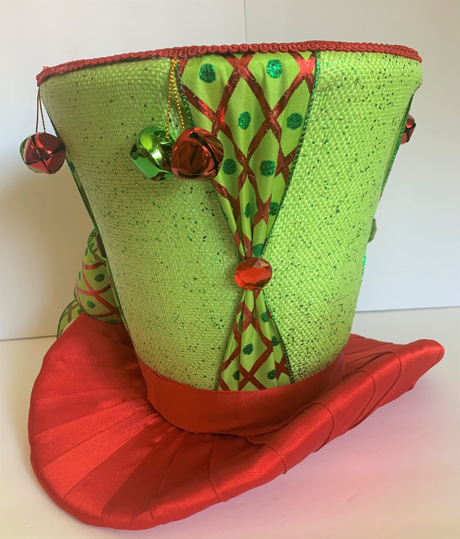 Jester Tree Topper Top Hat Green and Red Top Hat Green and - Etsy