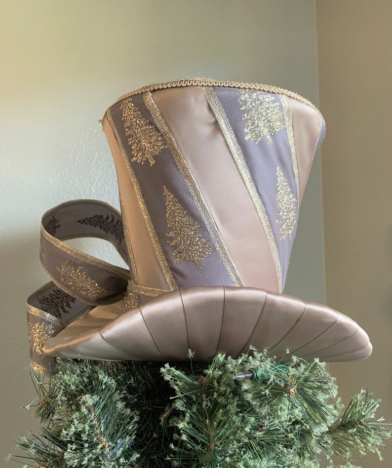 Christmas Tree Topper Top Hat Silver Gold Tree Topper - Etsy