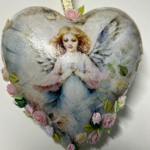 Blue Angel Ornament - Handmade Heart Ornament - Christmas Ornament ...