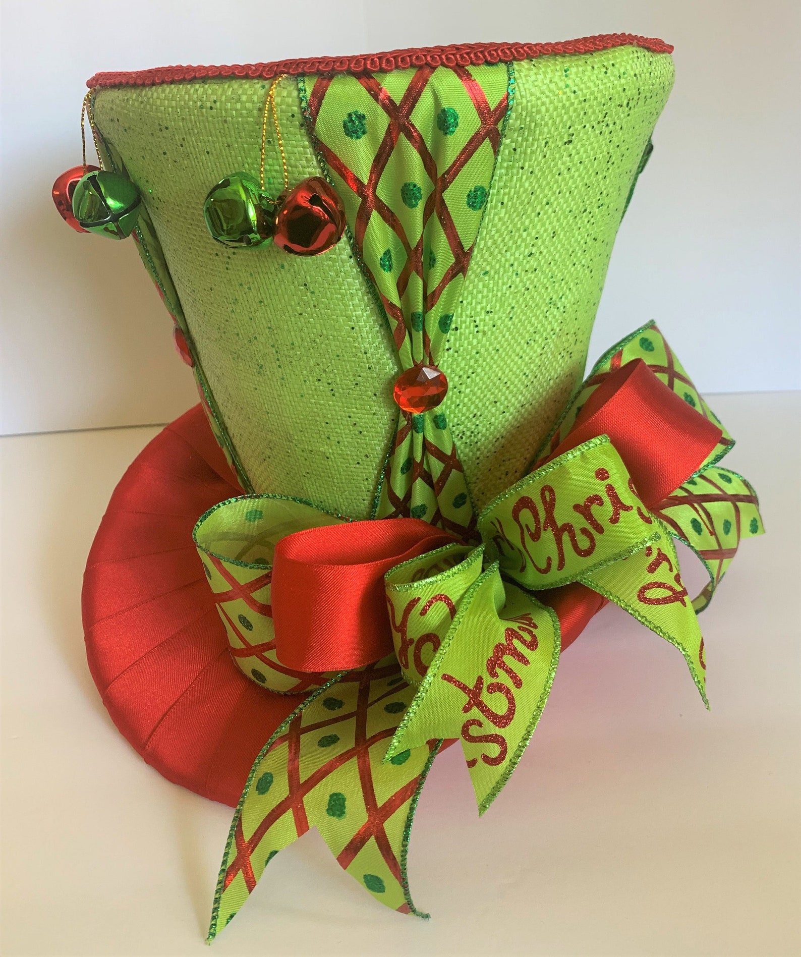 Jester Tree Topper Top Hat Green and Red Top Hat Green and - Etsy