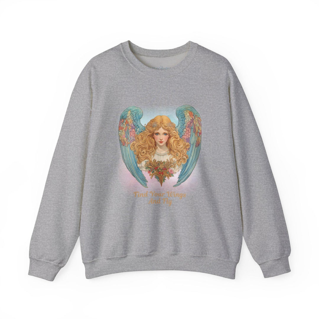 Angel With Wings Sweatshirt, Heavenly Crewneck Jumper, Religious Winter ...