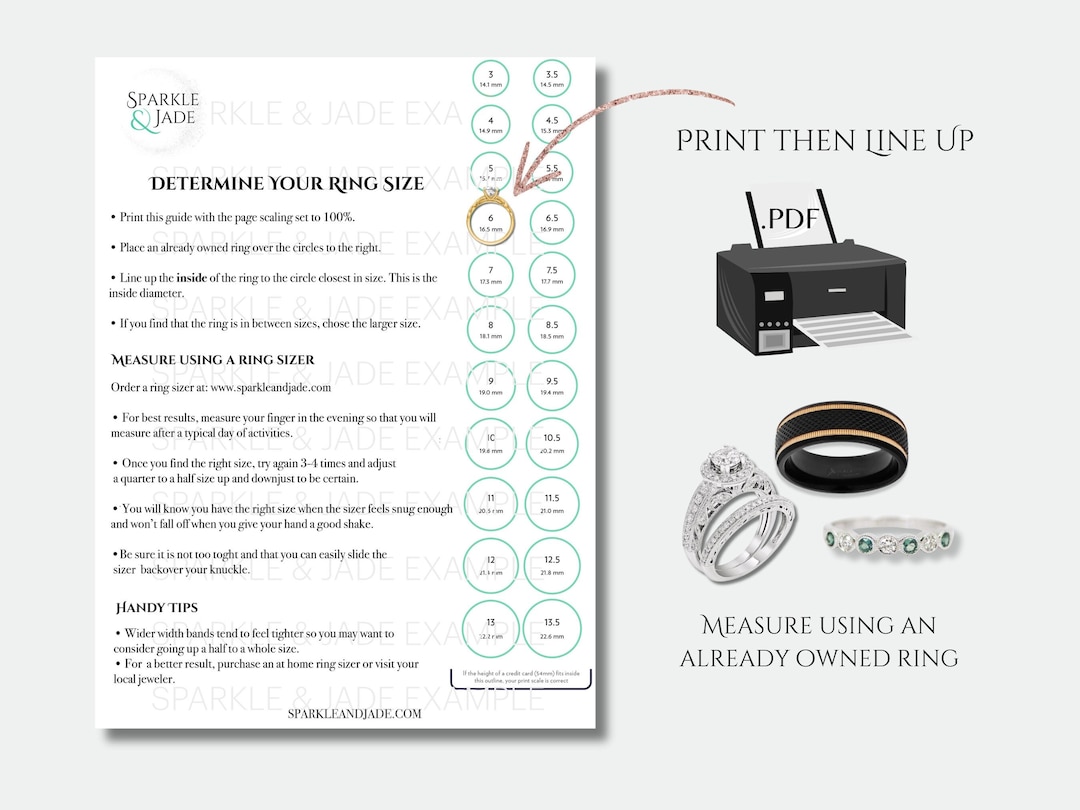 Printable Measure Your Ring Size at Home Sheet Using an Already Owned ...