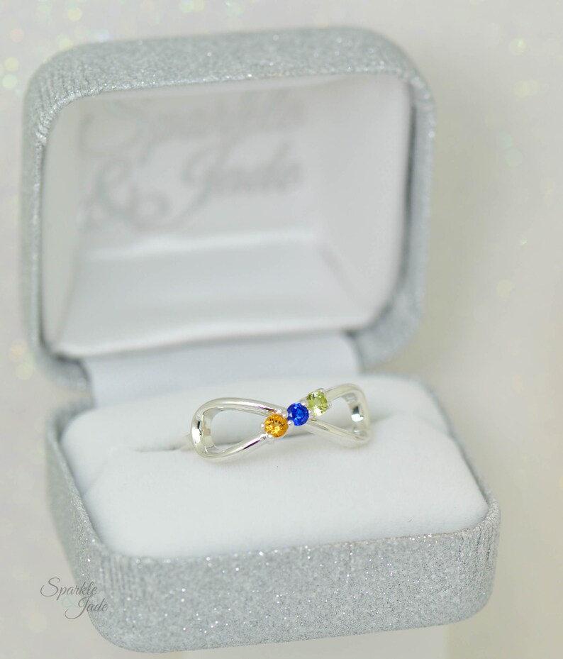 Personalized Infinity Birthstone Ring Birthstones for Family | Etsy