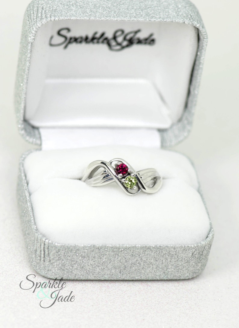 Infinity Style Diagonal Birthstone Mother's Ring With 1 2 - Etsy