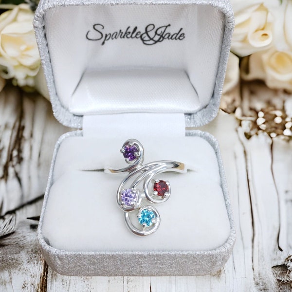 White Gold Family Ring - Etsy