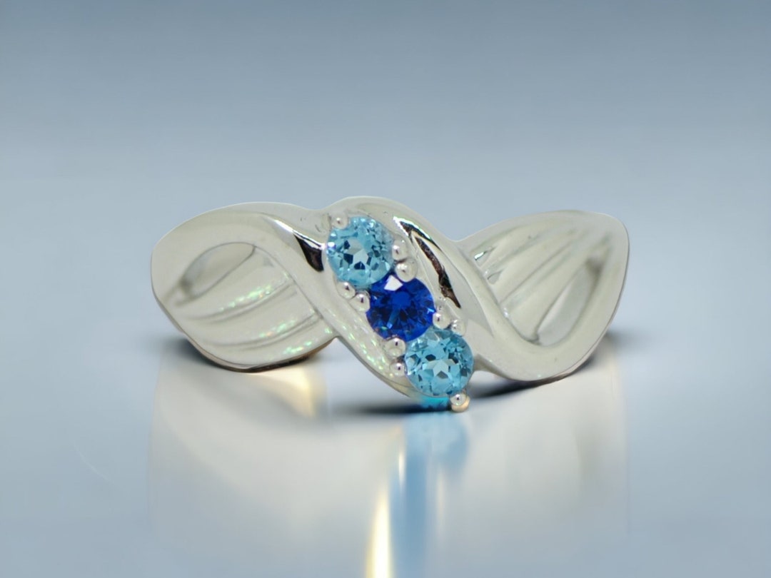 Infinity Style Diagonal Birthstone Mother's Ring With 1 2 3 Stones ...