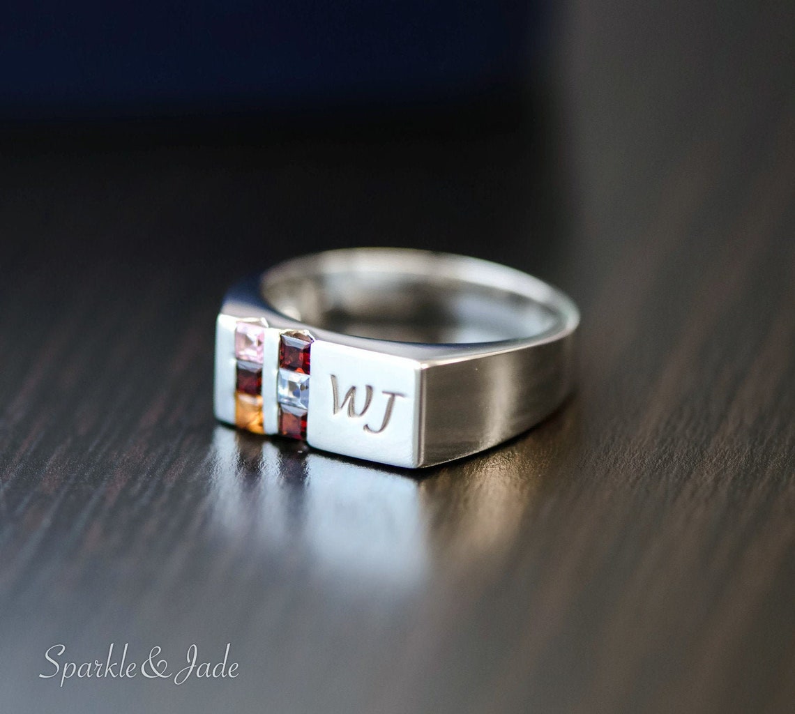 Men's Personalized Birthstone Father's Grandfather's Family Ring ...