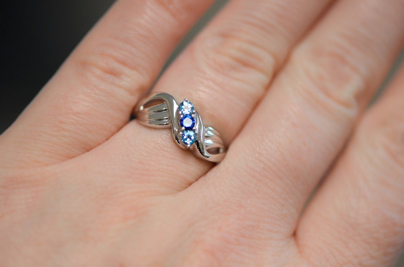 Infinity Style Diagonal Birthstone Mother's Ring With 1 2 3 Stones ...