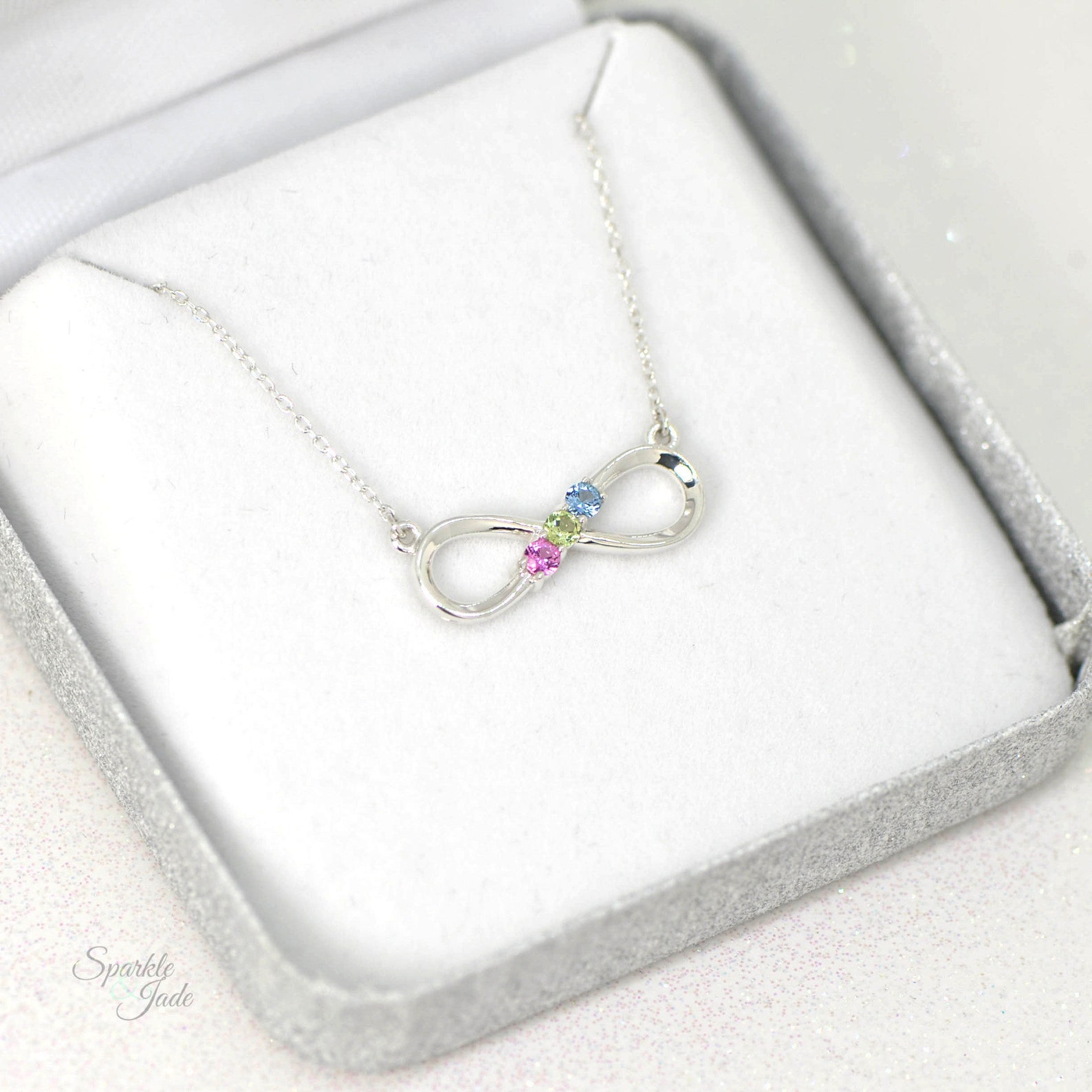 Infinity Birthstone Pendant Necklace With 1 2 3 4 or 5 Stones - Etsy
