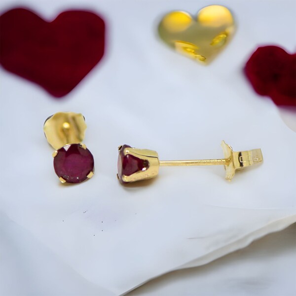 Gold Ruby Earrings - Etsy