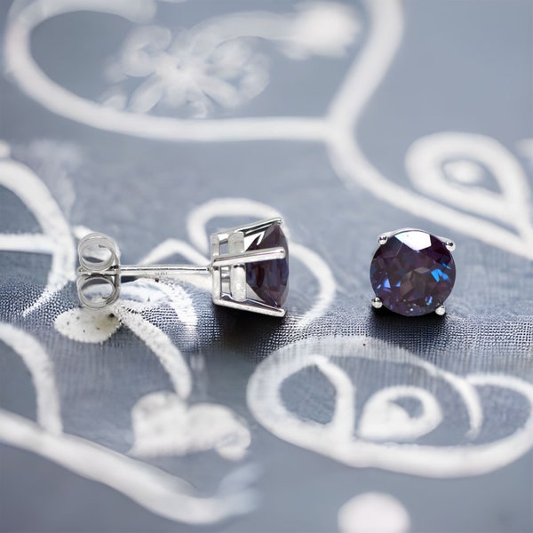 Lab Created Alexandrite Stud Earrings - Etsy