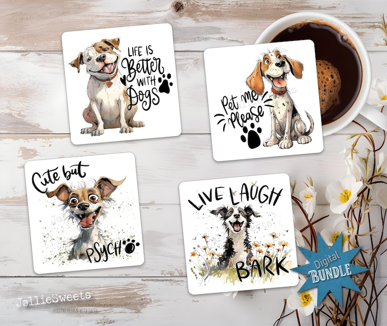 Funny Dog Faces Coaster Sublimation Designs: Sarcastic Sayings (PNG ...