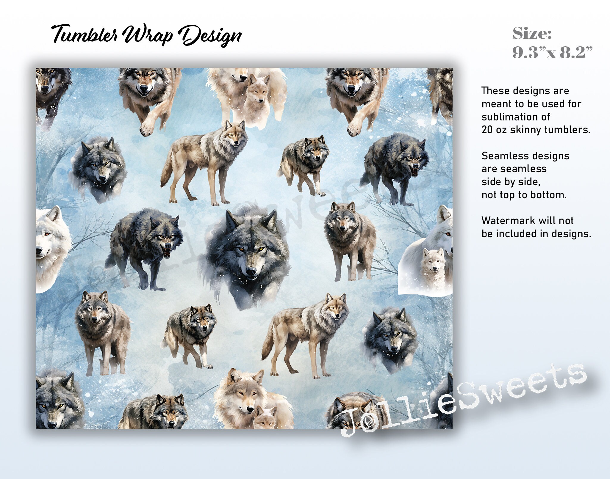 Wild Wolf Wrap, 20 Oz Skinny Tumbler Wrap, Sublimation Design, Download ...