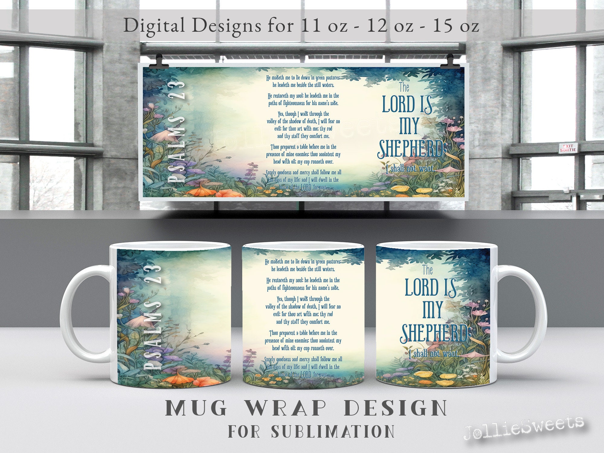 Bible Verse 11oz 12oz 15oz Mug Template, Faith Sublimation Design PNG ...