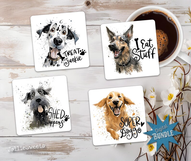 Funny Dog Faces Coaster Sublimation Designs: Sarcastic Sayings (PNG ...