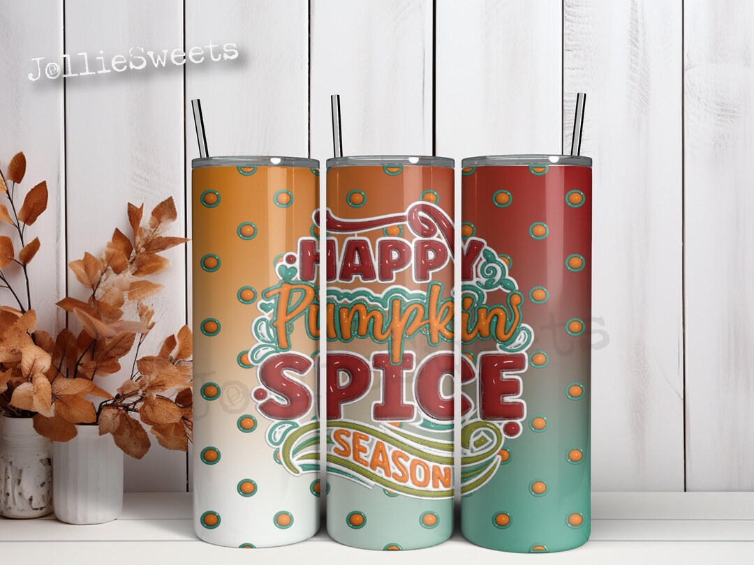 3D Fall Inflatable Puffy 20oz Skinny Tumbler Wrap, Sublimation Design Digital Download PNG ...