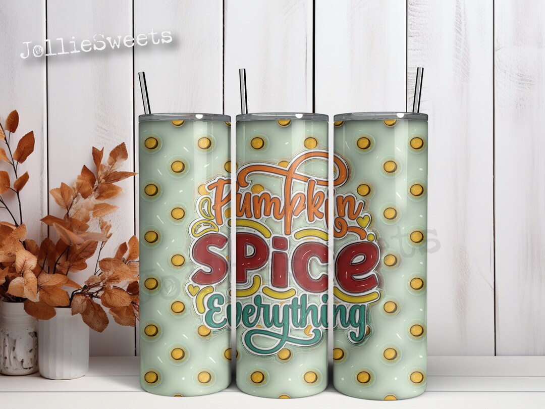 3D Pumpkin Spice Inflatable Puffy, 20oz Skinny Tumbler Wrap, Sublimation Digital Download PNG ...
