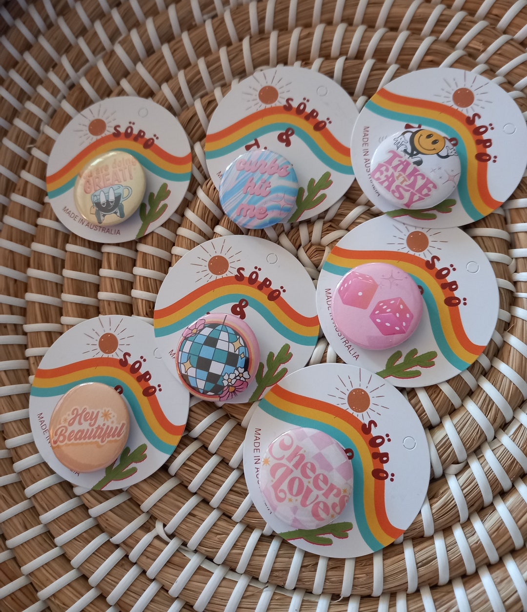 Button Badges Pins, 90s Retro Positive Vibey 1 Inch Pins, Girlie Cute ...