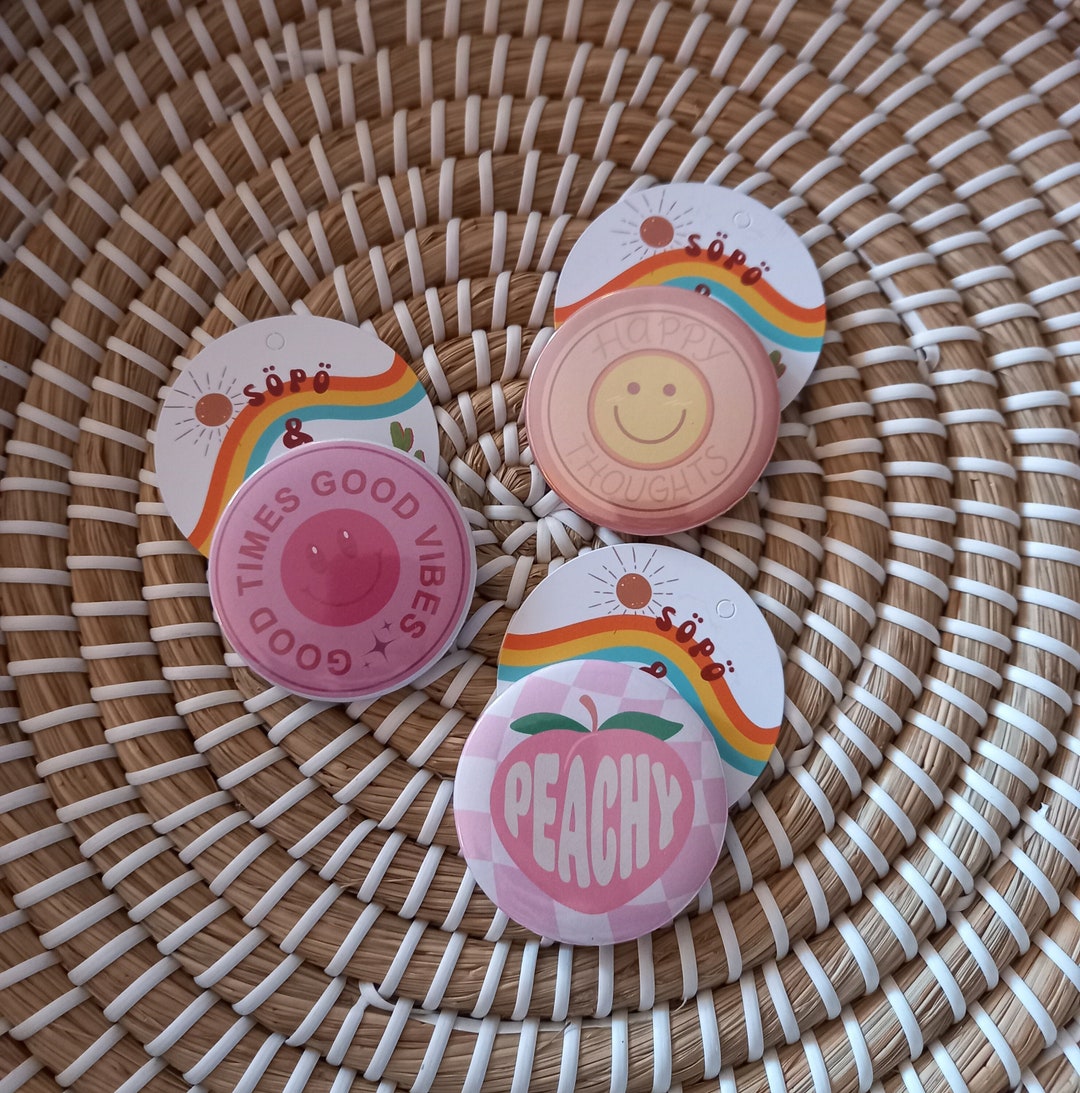 Large Badge Positivity Pin Retro Style Button Badge - Etsy