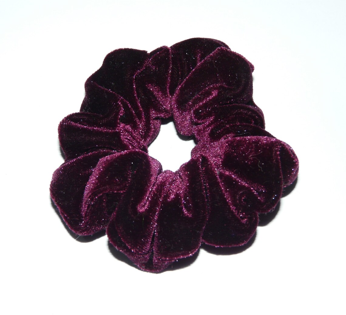 Frosted Wine Velvet Hair Scrunchie Dark Red Maroon Burgundy | Etsy