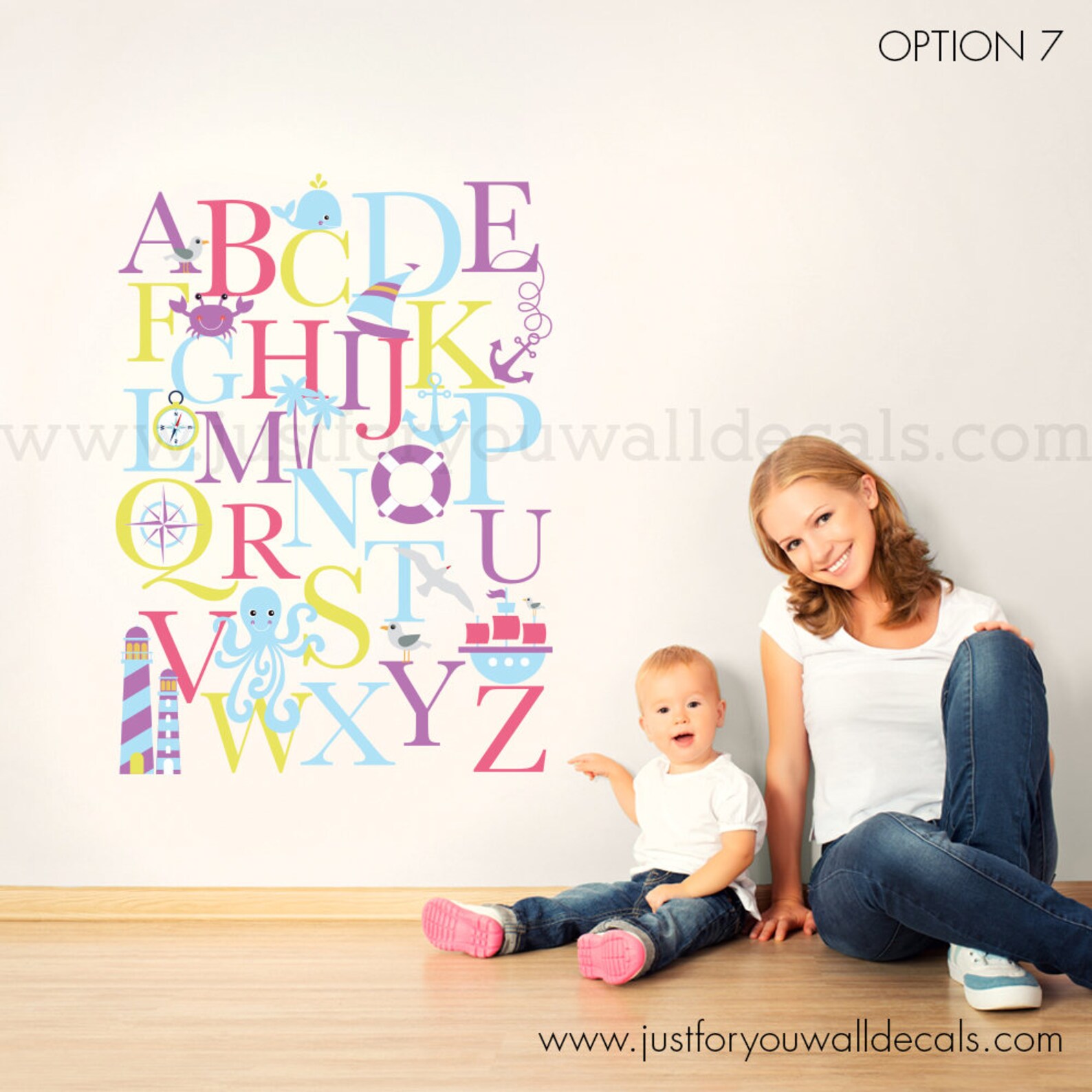 Alphabet Wall Decal Alphabet Decal Nautical Nursery Wall - Etsy