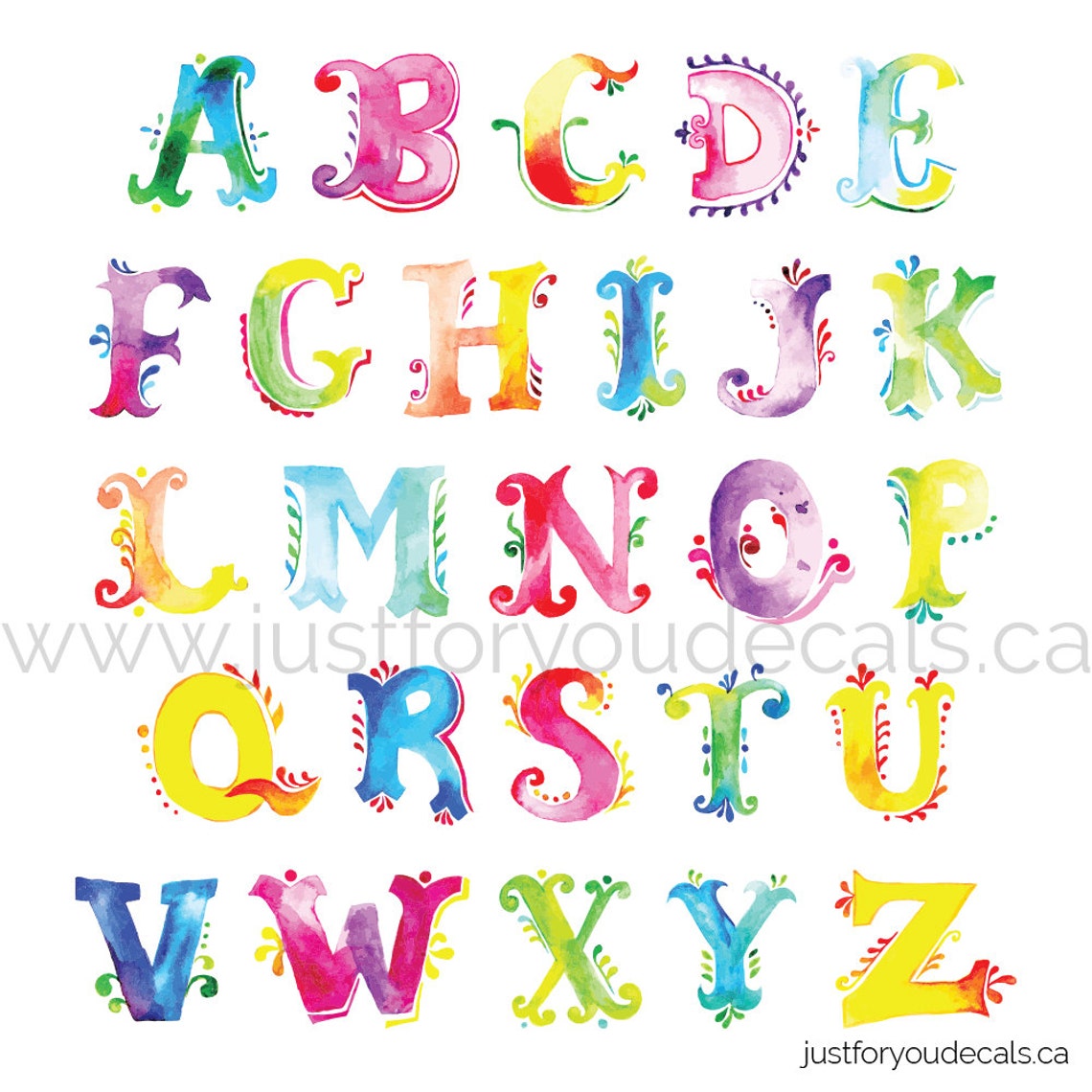 Girlie Alphabet Wall Decal Girls Room Children Wall Decal - Etsy