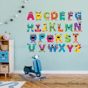 Monster Wall Decal, Monster Wall Sticker, Alphabet Wall Decal, Alphabet ...
