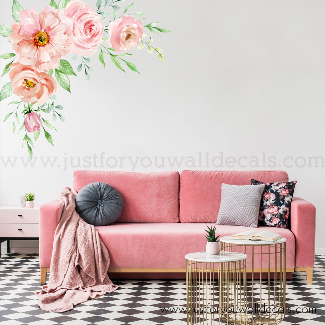 Décalque mur de fleur décalque floral de mur décalcomanies - Etsy Canada