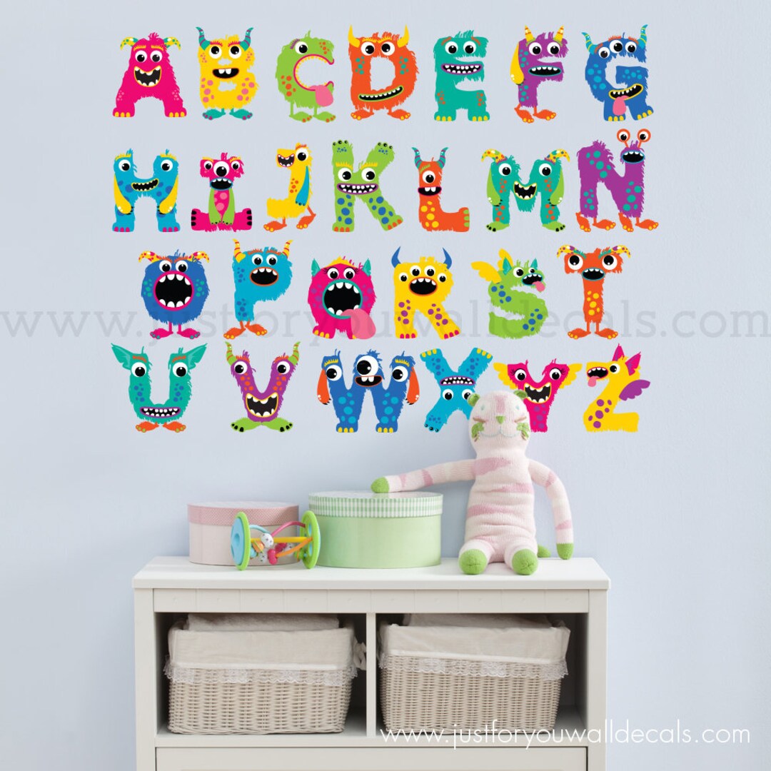 Monster Wall Decals, Alphabet Wall Decal, Playroom Wall Decal, Nursery ...