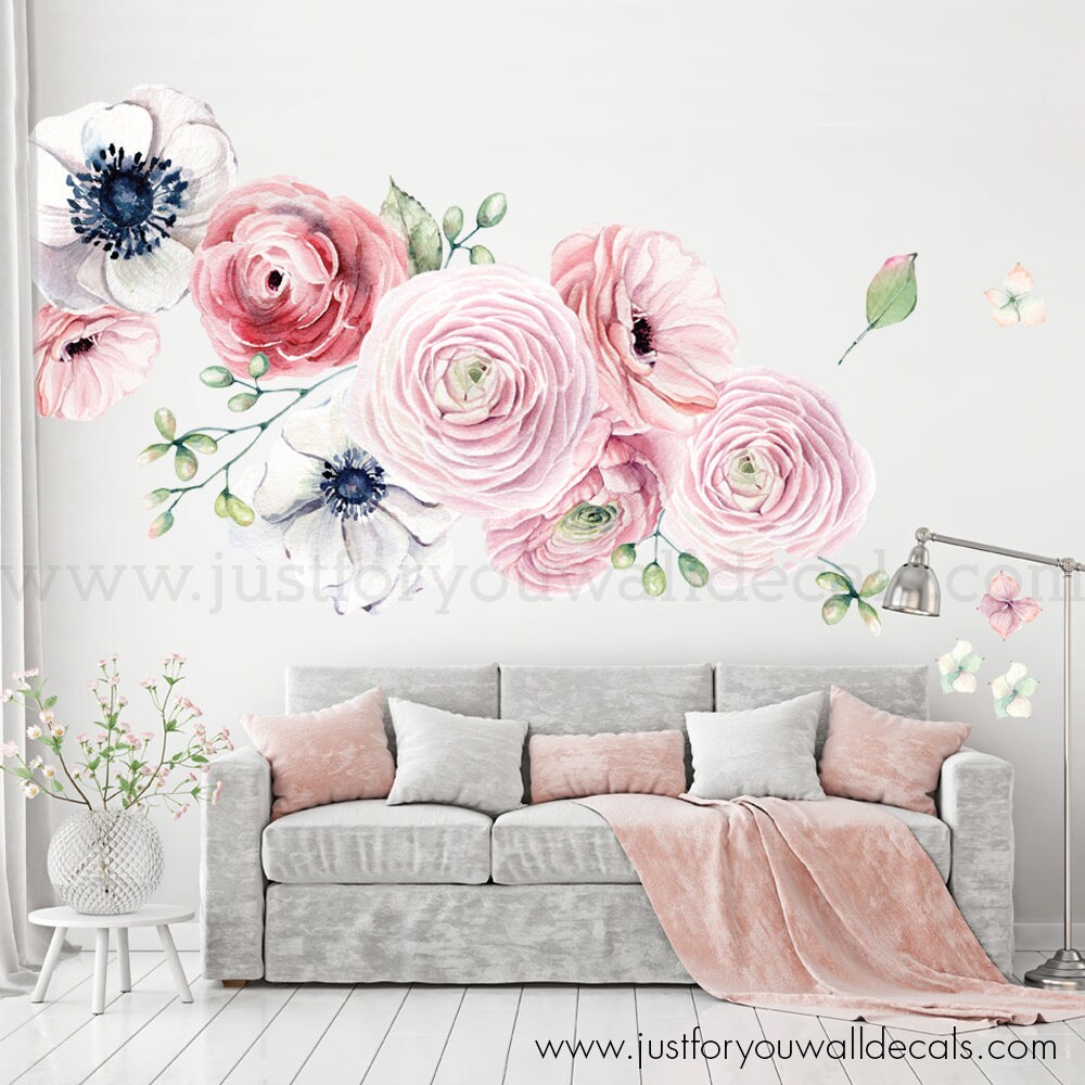 LARGE FLOWER SET Flower Wall Decal Floral Wall Decal | Etsy