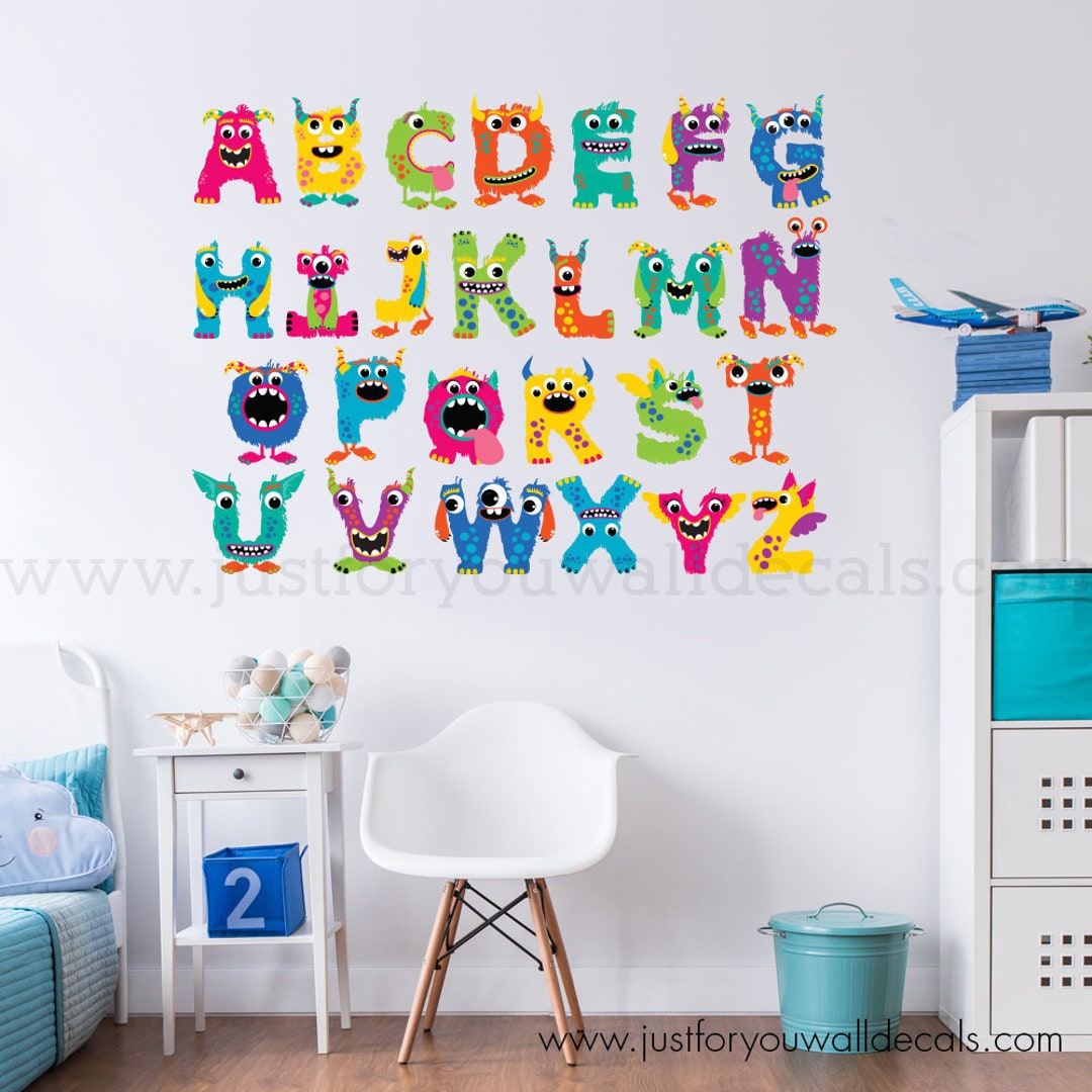 Monster Wall Decal, Monster Wall Sticker, Alphabet Wall Decal, Alphabet ...