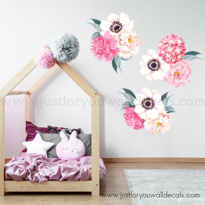 MINI SET Flower Wall Decals Floral Wall Decals Flower Wall - Etsy