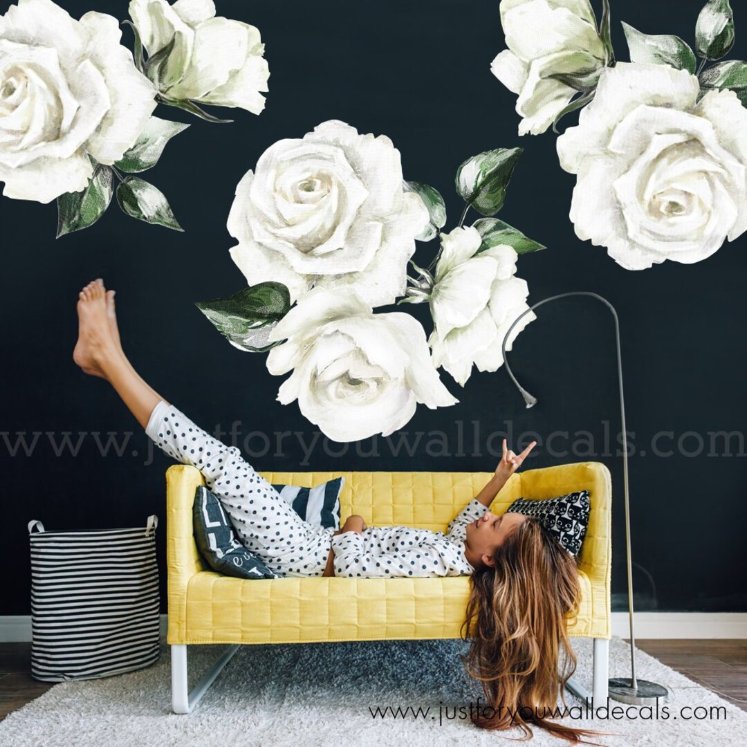Rose Flower Wall Decal Floral Wall Decal Nursery Wall Decal - Etsy