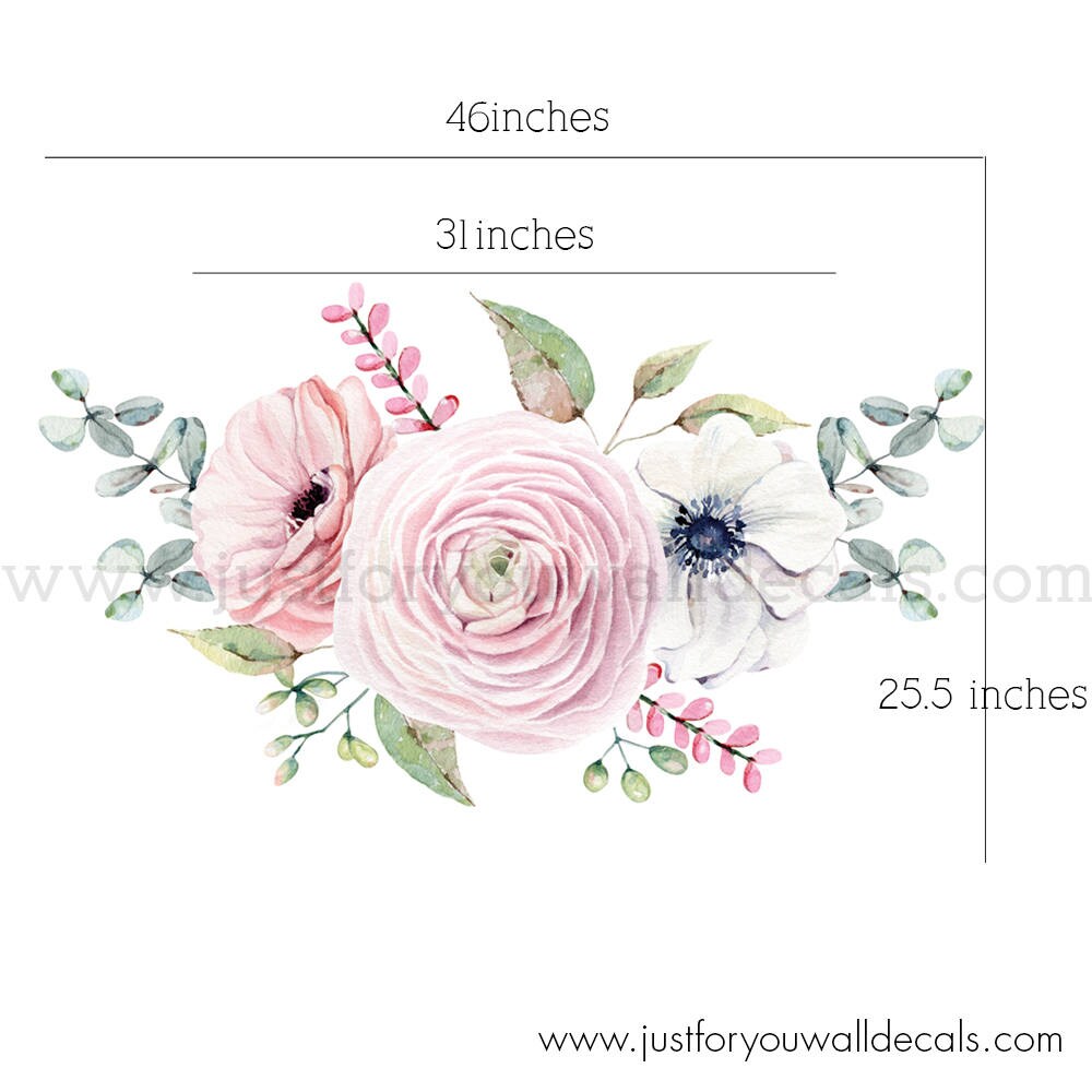 Flower Wall Decal Floral Wall Decal Watercolor Wall Decals | Etsy