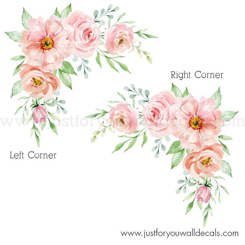 Flower Wall Decal Floral Wall Decal Watercolor Wall Decals - Etsy