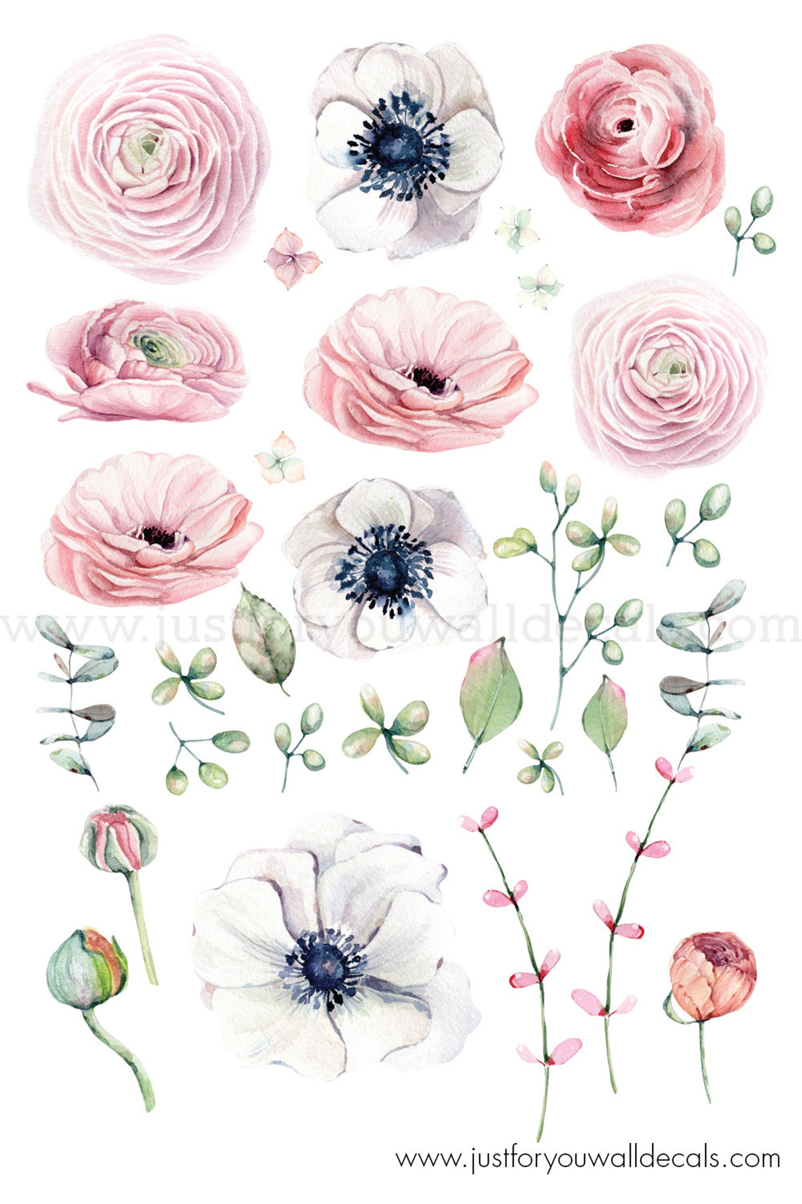 LARGE FLOWER SET Flower Wall Decal Floral Wall Decal - Etsy